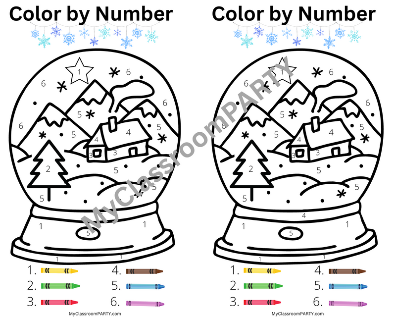 Winter Printable - Color by Number - MyClassroomParty